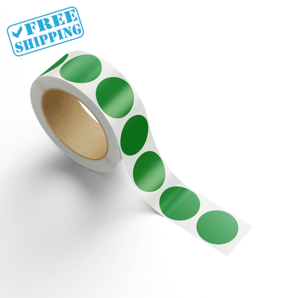 GREEN CIRCLE LABEL | 2" diameter | 1 Roll = 1000 LABELS/ROLL ...