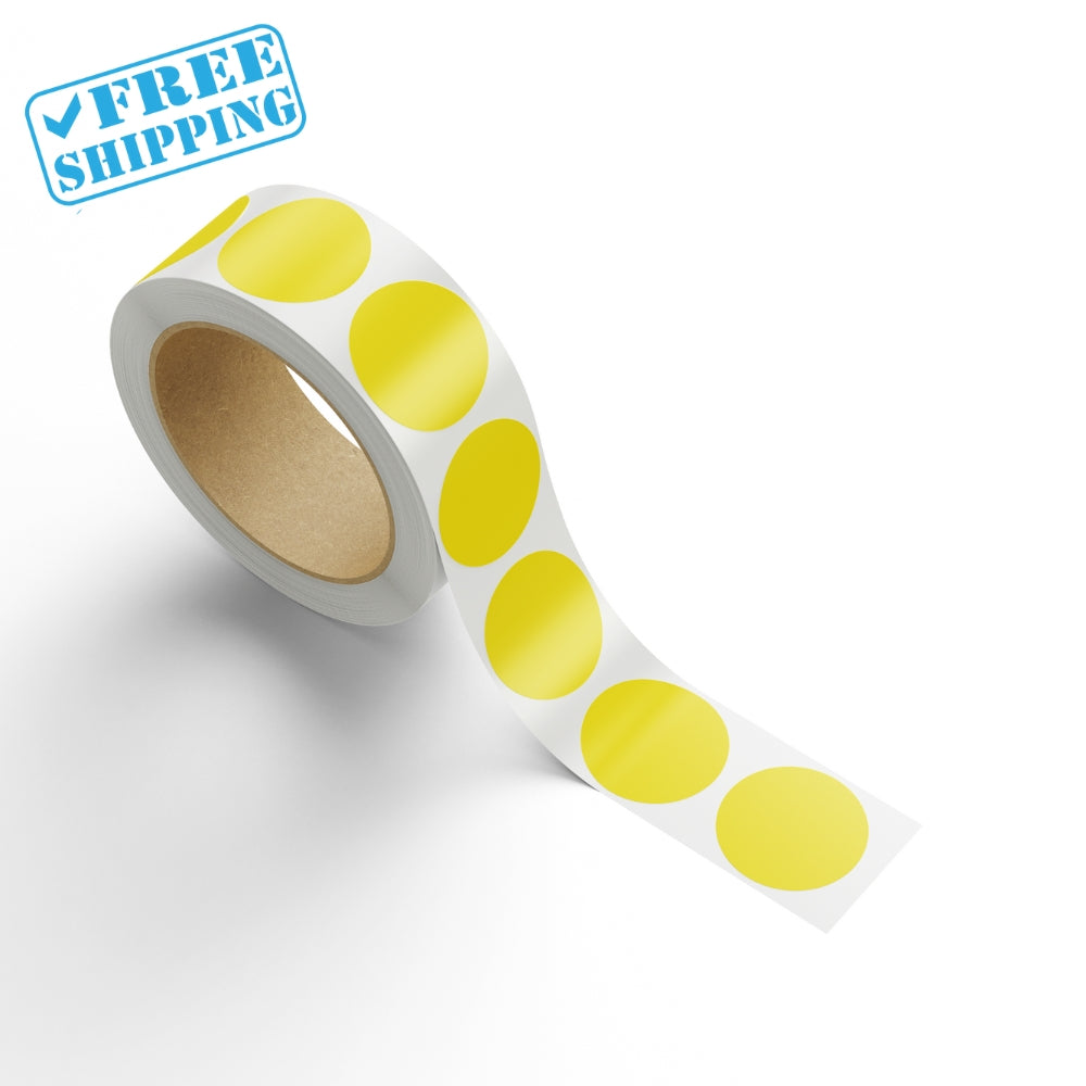 YELLOW CIRCLE LABEL | 2" diameter | 1 Roll = 1000 LABELS/ROLL ...